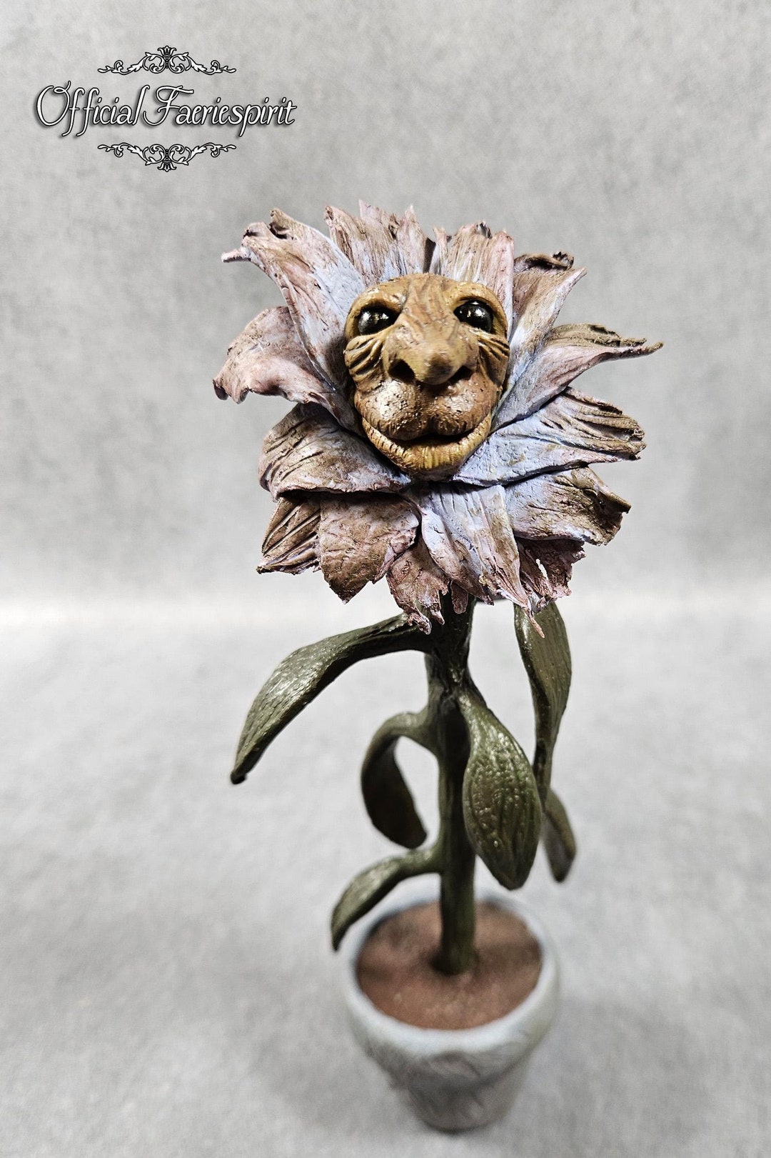 Withered Purple Flower Figurine - OOAK Fantasy Faerie Troll Sculpture ...