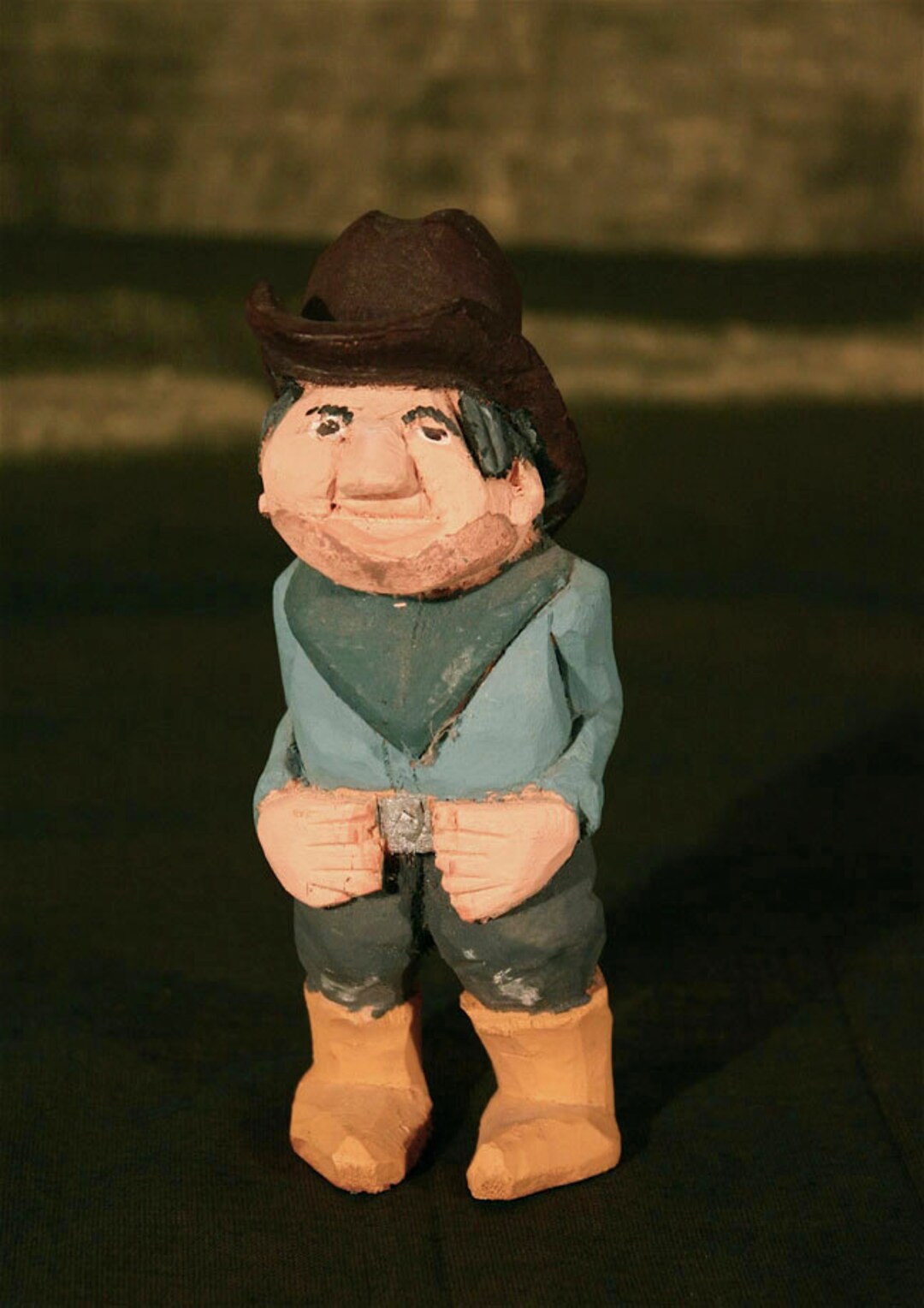 Sale! Unique Wooden Hand Carved Cowboy Folk Art Figurine,wood Cowboy ...