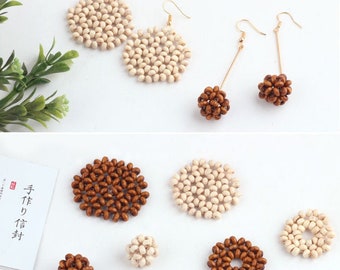 Mini Wood Beaded Pendant Wooden Beads Ball Shaped Charms - Etsy