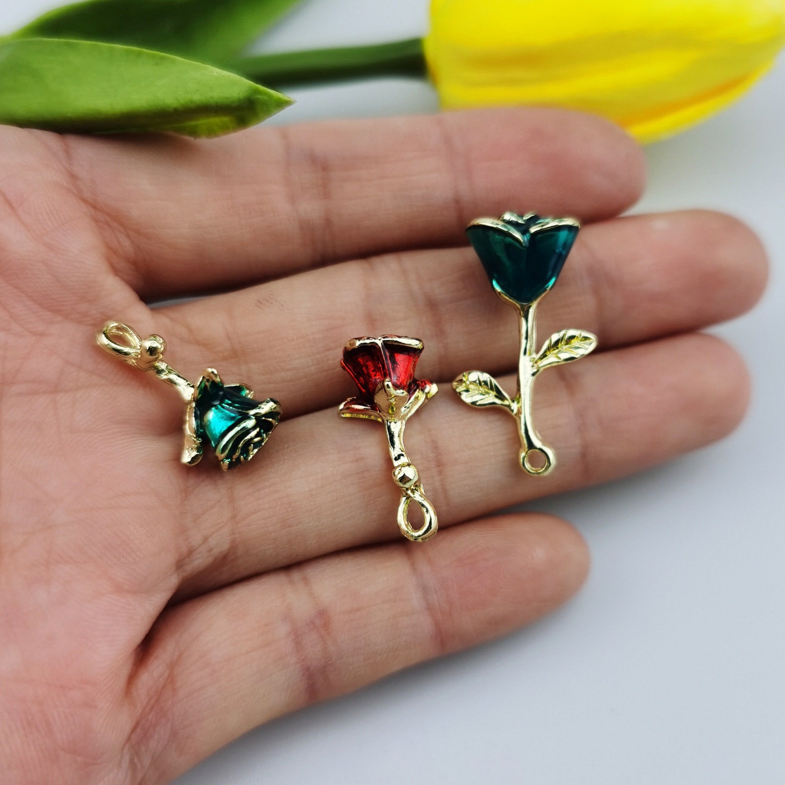 10PCS Alloy Rose Charms flower Alloy Charm Pendant Earring - Etsy