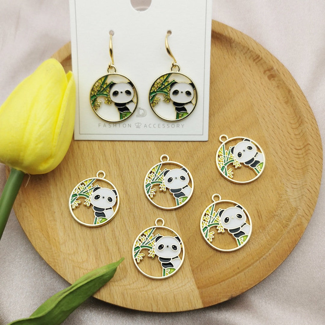 10PCS Enamel Panda Charms,alloy Charm Pendant,earring Charms,necklace ...