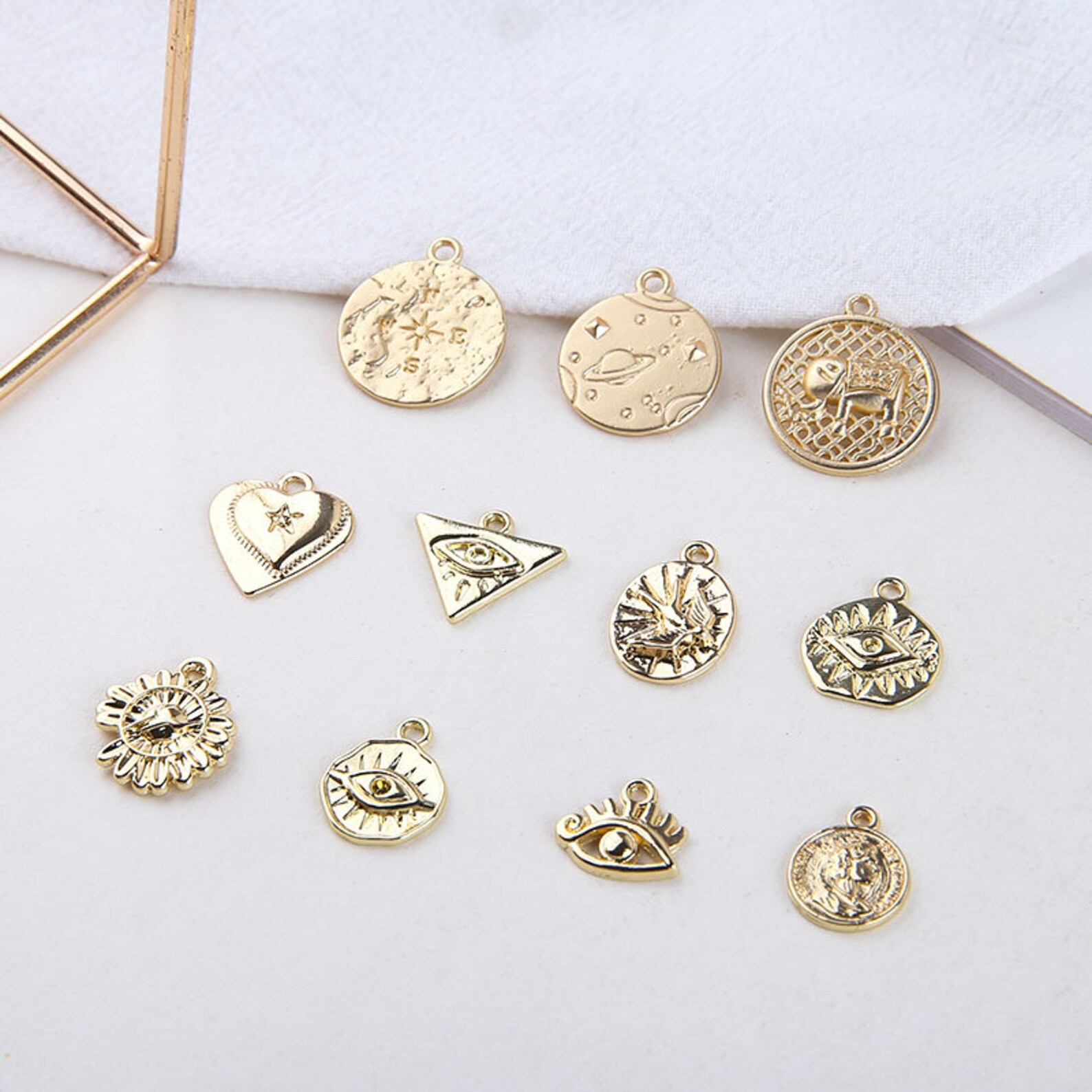 10PCS Golden Charms Alloy Charm Pendant Earring Charms - Etsy