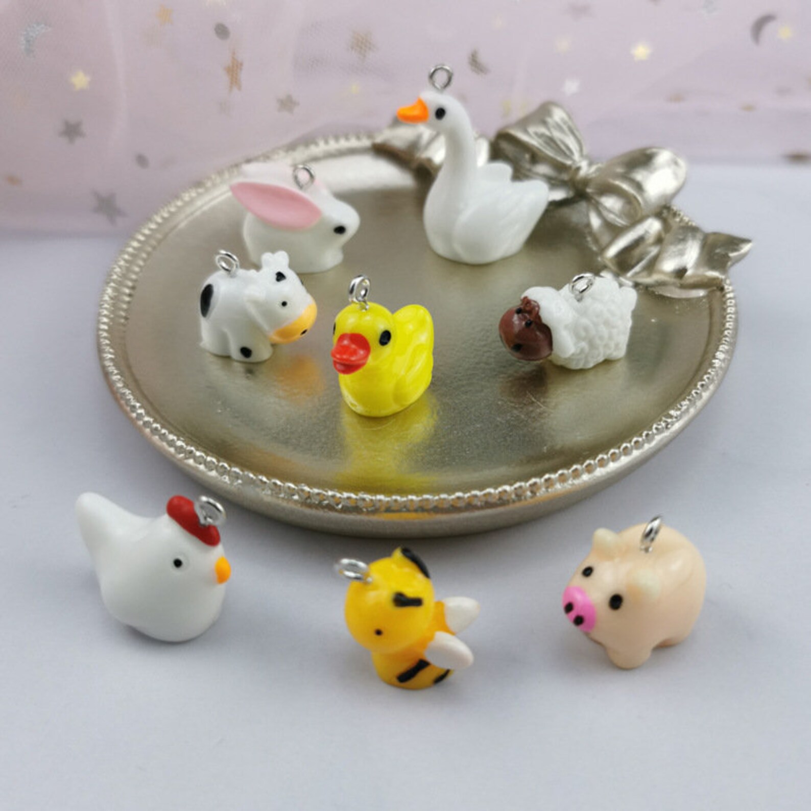 10PCS Cute Animals Charms Resin Charm Pendantplastic Charms - Etsy