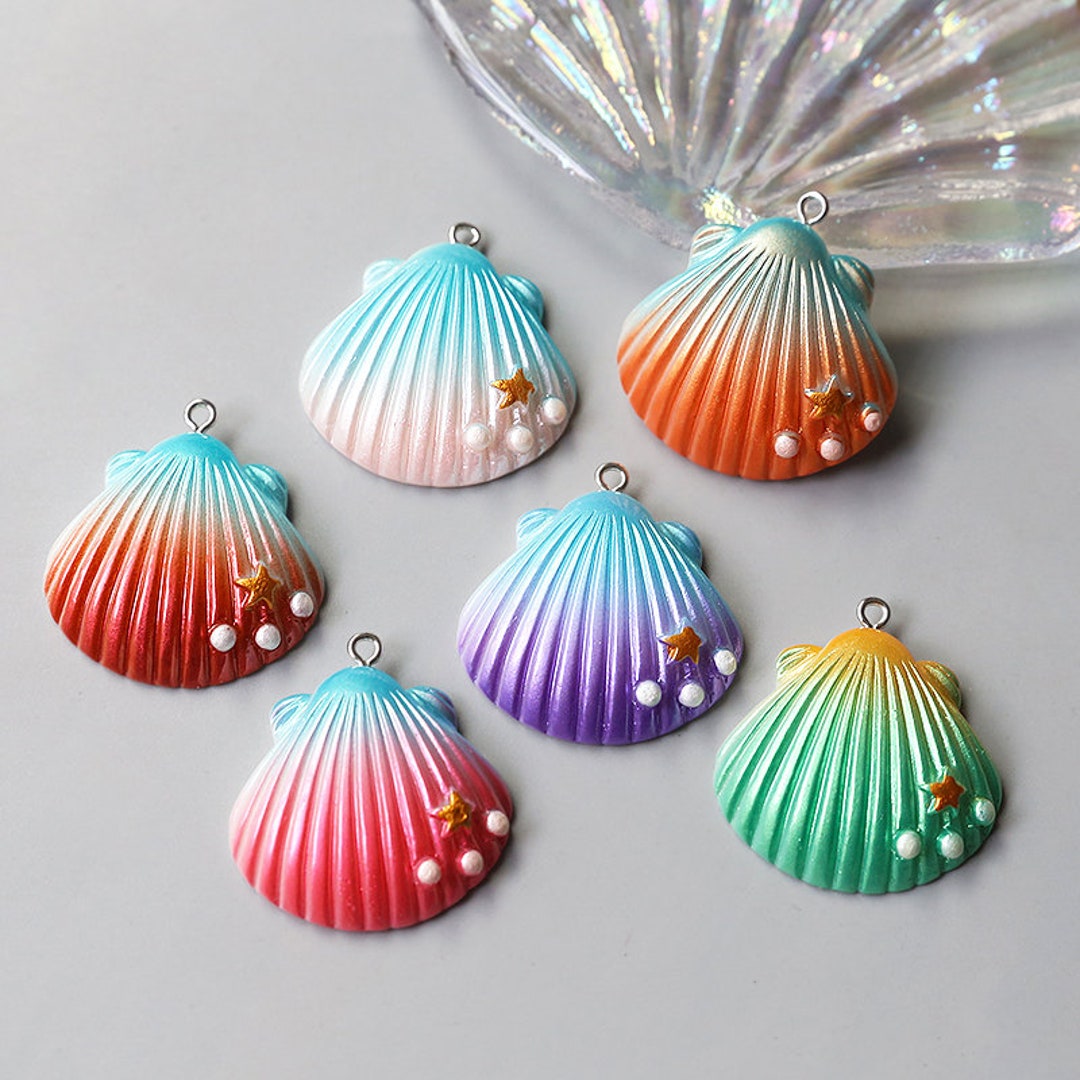 10PCS Colorful Ocean Shells Charms,resin Charm Pendant,diy Handmade ...