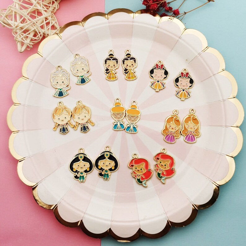 10PCS Princess Enamel Charms Alloy Charm Pendant Tiny Charm - Etsy