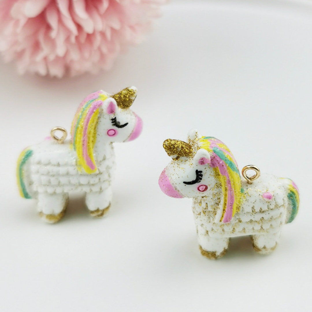 10 PCS Resin Three-dimensional Colorful Unicorn Charms,keychain Pendant ...