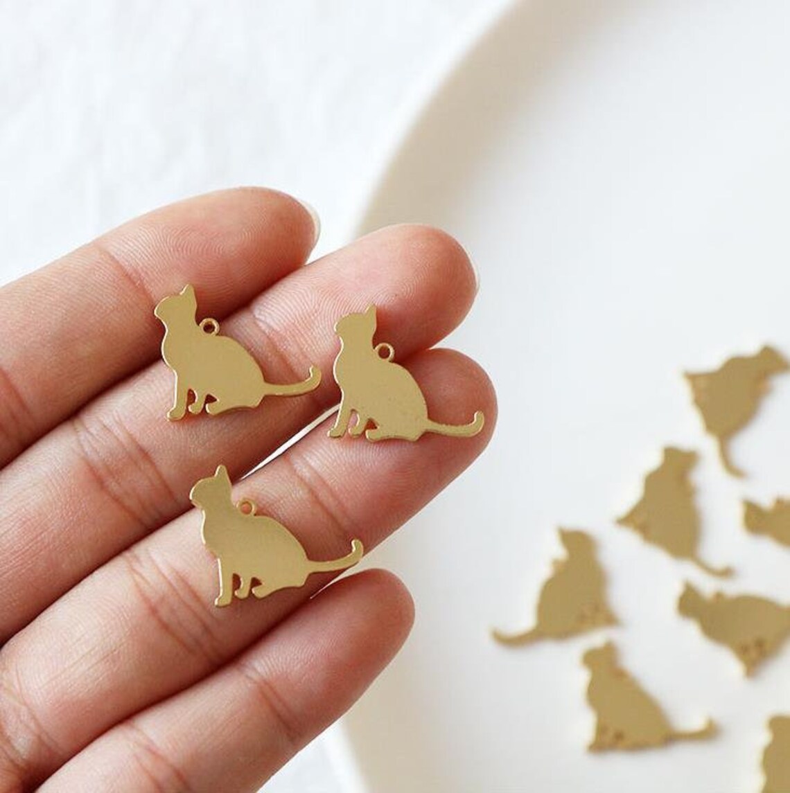 10PCS Real Gold Plated Charms Cat Charm Pendant Golden | Etsy