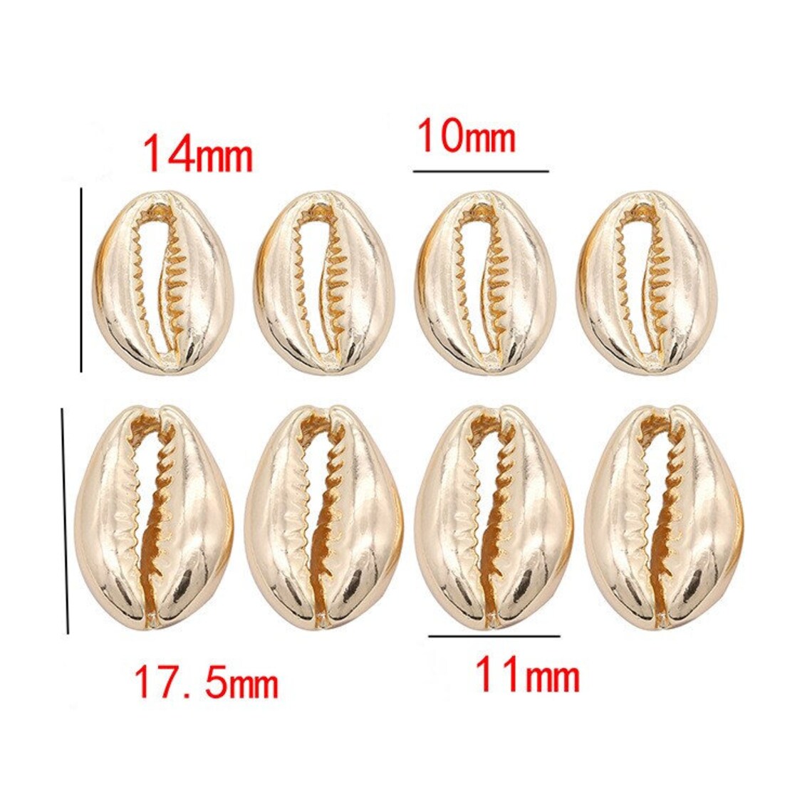 10pcs 14K Real Gold Plated Shell Charmsgolden Charm - Etsy