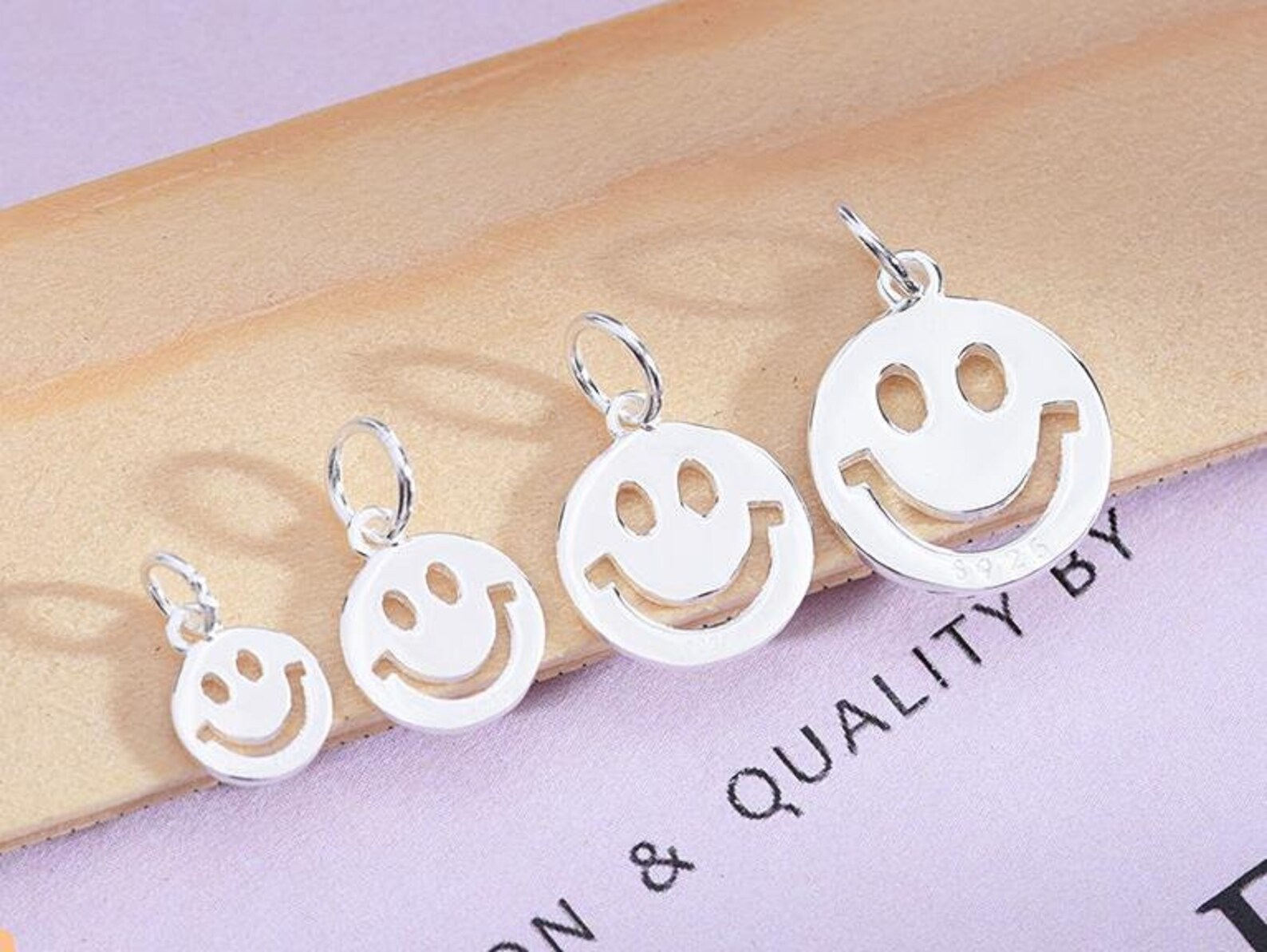 2PCS 925 Sterling Silver Charms Silver Smiling Charm Pendant | Etsy