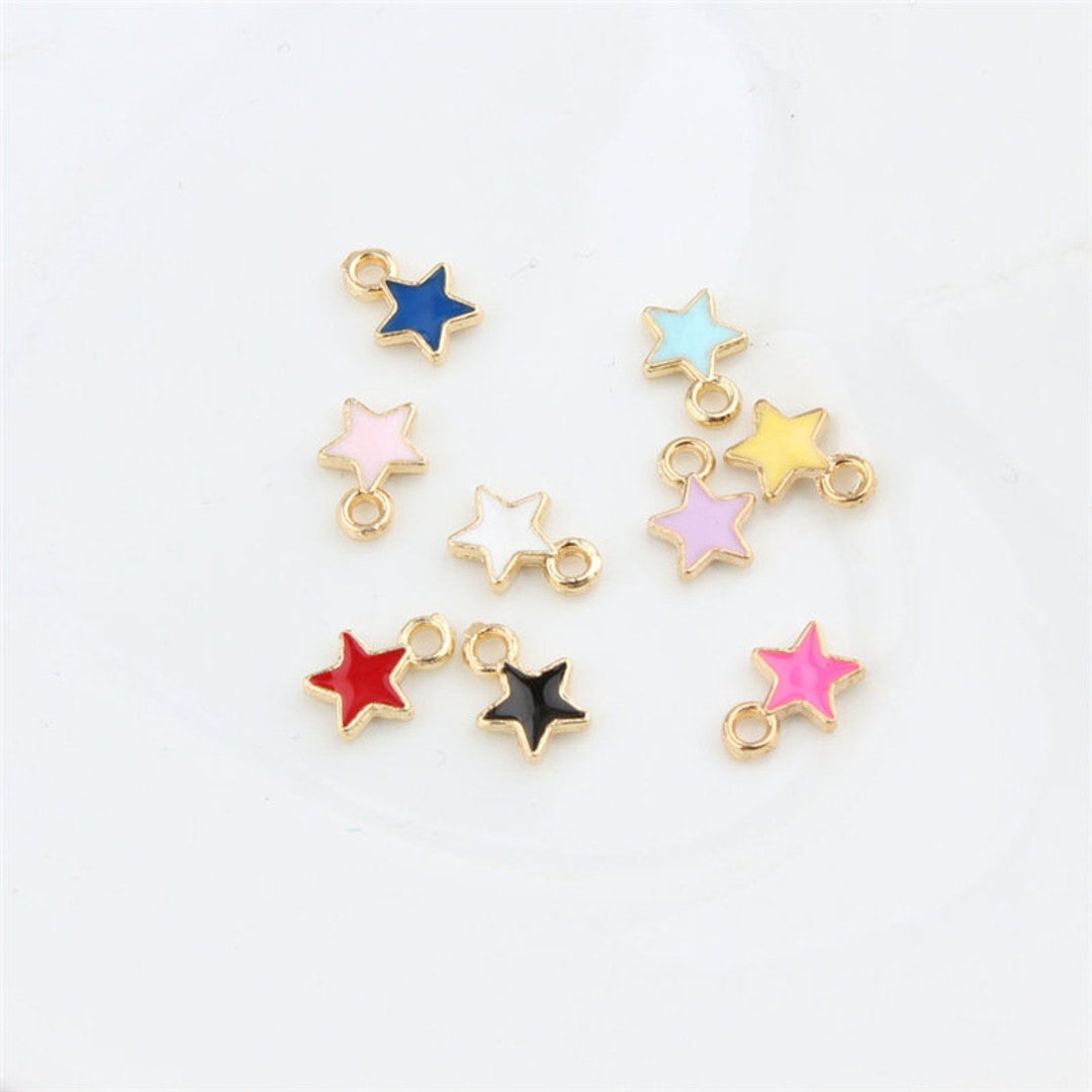 50PCS Small Star Enamel Charms, Alloy Charm Pendant, Tiny Charm ...