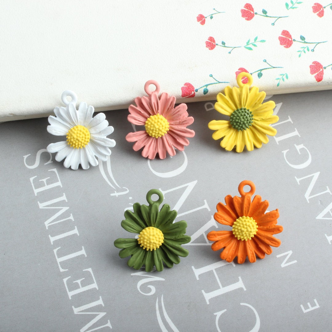 10PCS Small Daisy Charms, Alloy Charm Pendant, Earring Charm, Flower ...