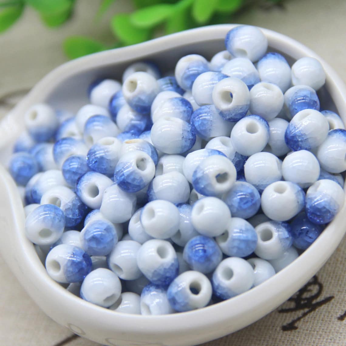 100PCS Ceramic Beads Blue Beadsjewelry Beadspottery - Etsy