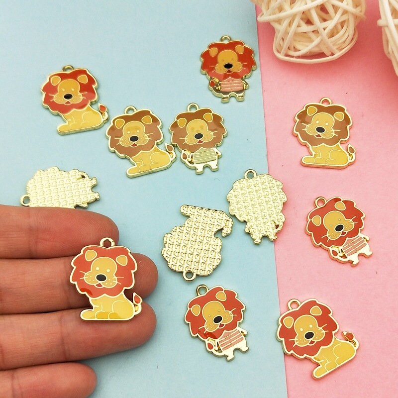 10PCS Enamel Lion Charms Alloy Charm Pendant Earring - Etsy