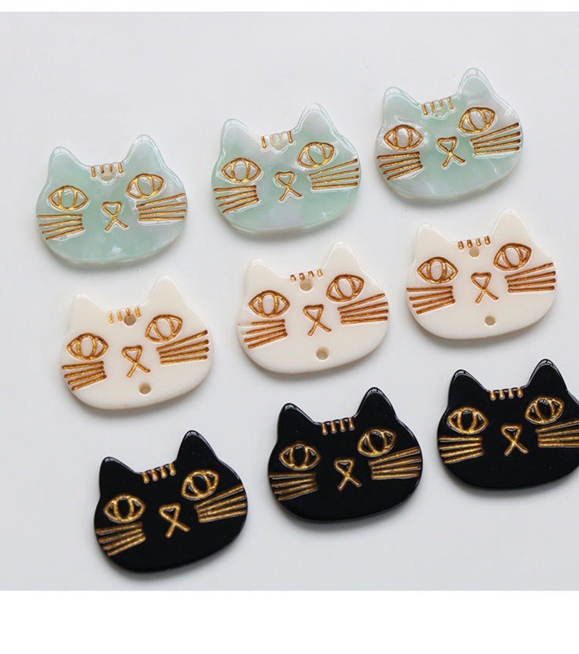 10pcs Resin Cat Cabochon Black White Plastic Floral Cat - Etsy