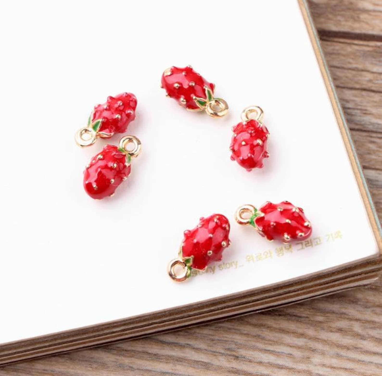 10PCS Red Strawberry Enamel Charms Alloy Charm Pendant | Etsy