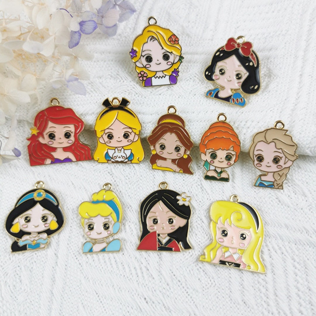 10PCS Princess Enamel Charms, Alloy Charm Pendant, Tiny Charm, Craft ...