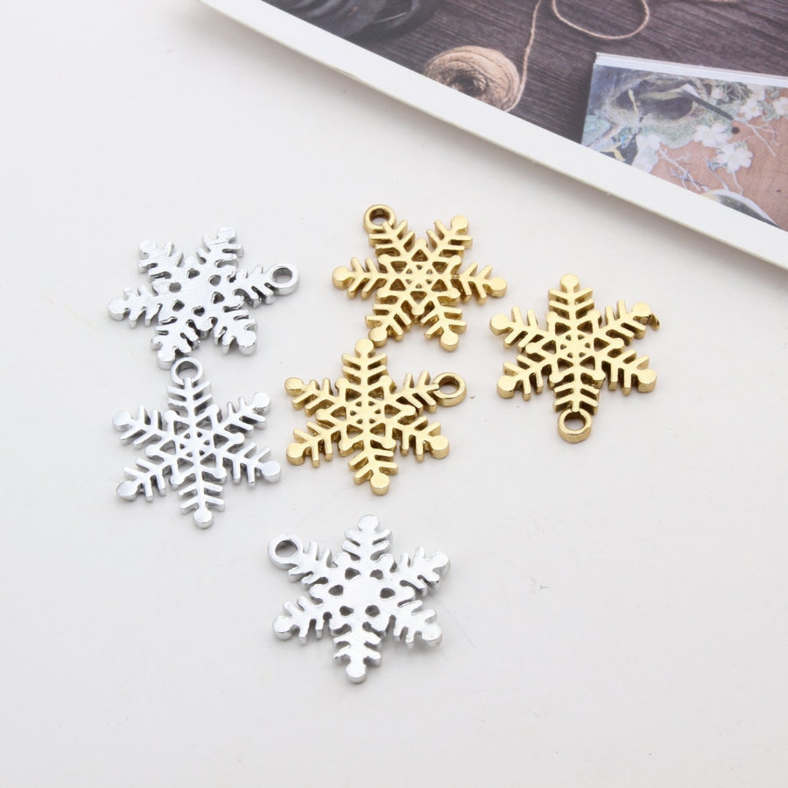 10PCS Golden Silver Snow Flake Charms Alloy Charm Pendant - Etsy