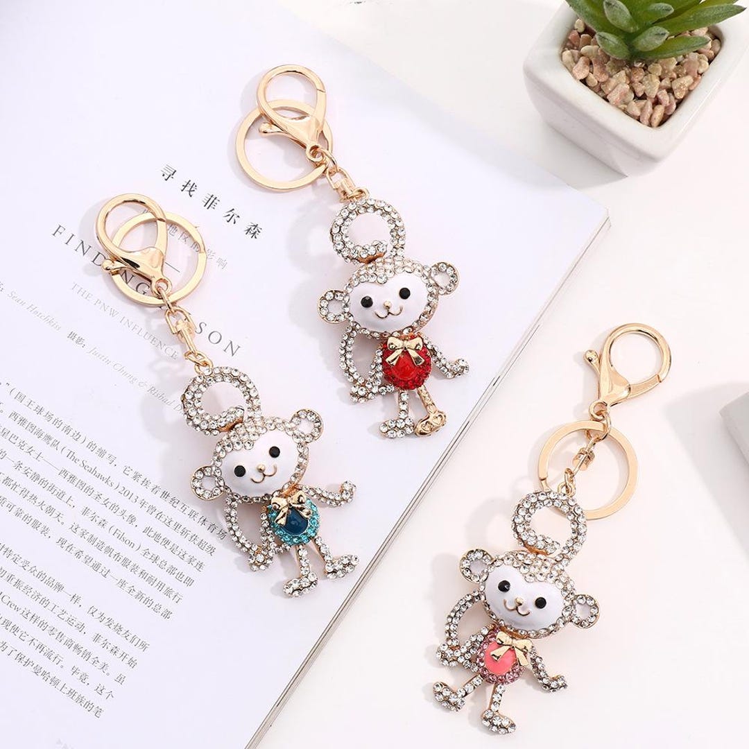 Inlaid With Crystal Zodiac Monkey Alloy Keychain,exquisite Creative ...