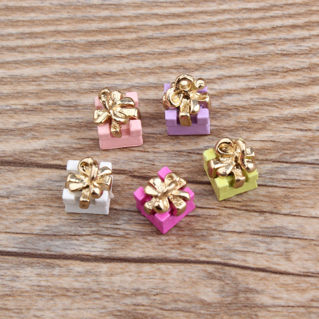 10PCS Enamel Gift Box Charms, Alloy Charm Pendant, Tiny Charm, Small ...