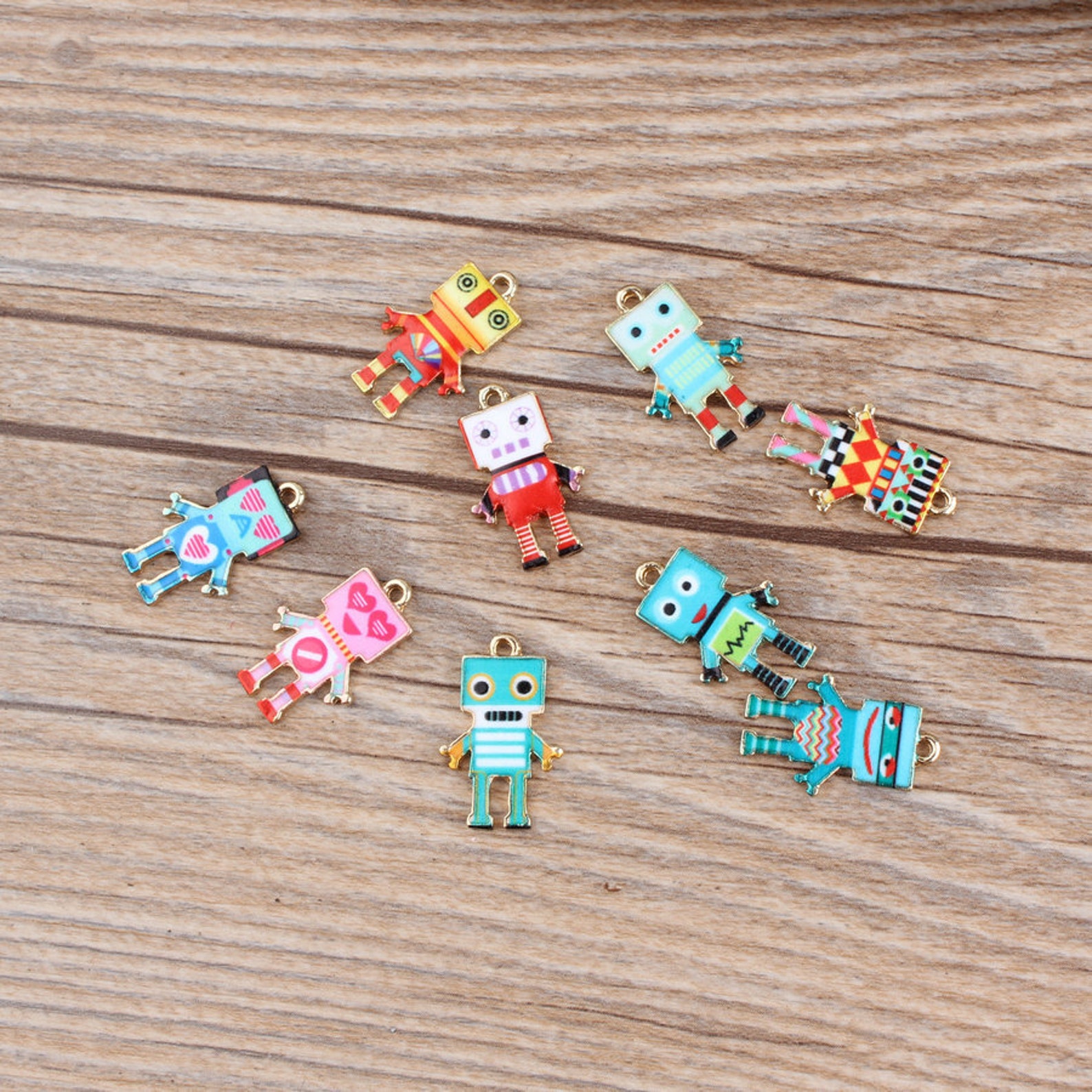 10PCS Enamel Robot Charms Alloy Charm Pendant Tiny Charm | Etsy