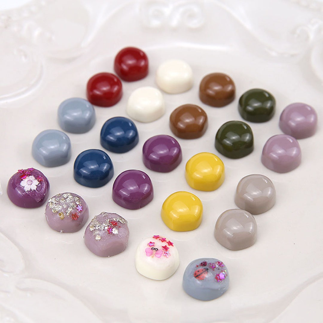 10pcs Round Resin Cabochon Resin Cabochon Plastic Cabochon Flat Back ...