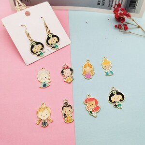 10PCS Princess Enamel Charms, Alloy Charm Pendant, Tiny Charm, Craft ...