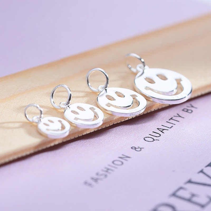 2PCS 925 Sterling Silver Charms Silver Smiling Charm Pendant | Etsy