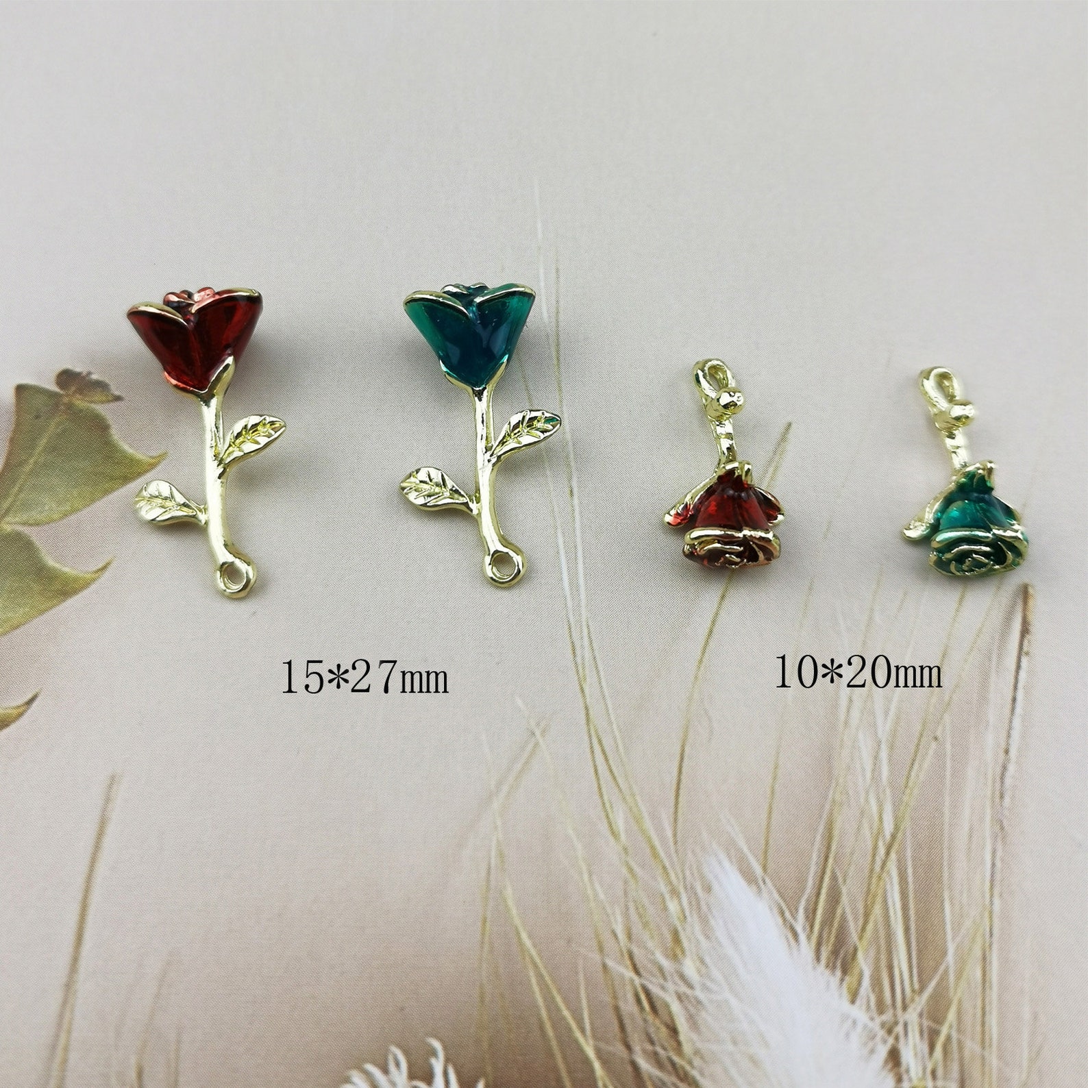10PCS Alloy Rose Charms flower Alloy Charm Pendant Earring - Etsy