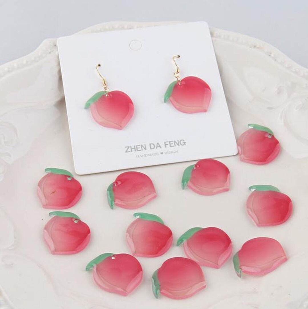 10PCS Resin Peach Charms, Pink Resin Charm Fruit Pendant,pink Charms ...