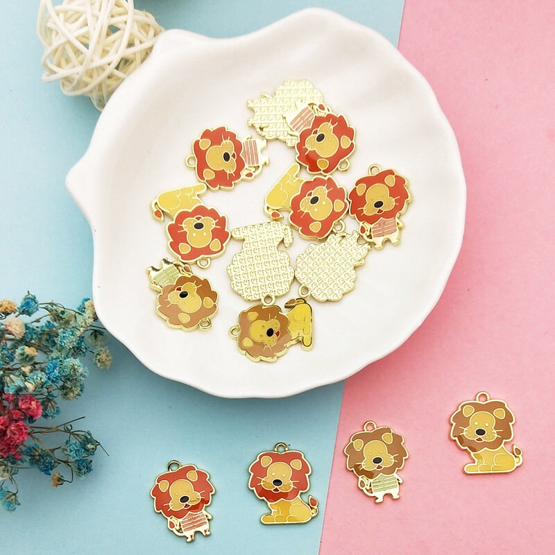 10PCS Enamel Lion Charms Alloy Charm Pendant Earring - Etsy