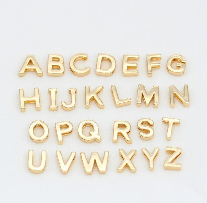 10pcs 14K Real Gold Plated Letters Beads Charmsalphabet Charm | Etsy