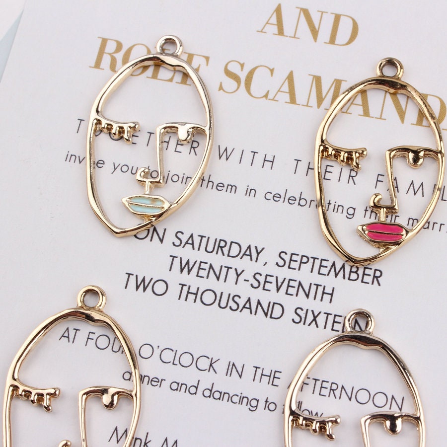 10PCS Golden Face Charms Alloy Charm Pendant Earring | Etsy