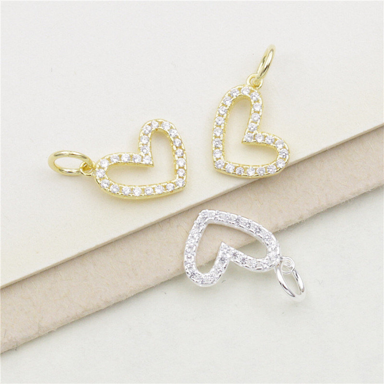 925 Sterling Silver Charmssilver Zircon Heart Charm Pendant - Etsy