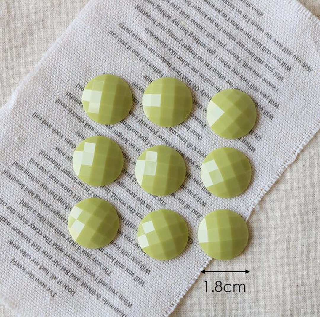 10pcs Green Resin Cabochon Round Cabochon| Plastic Cabochon| Flat Back ...