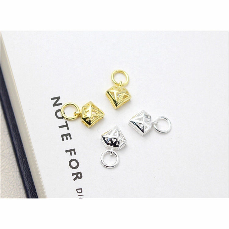 925 Sterling Silver Charmssterling Silver Gilded Zircon Charm - Etsy