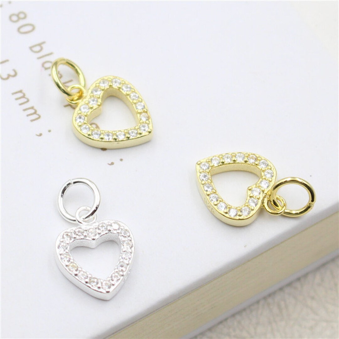 925 Sterling Silver Charms,silver Zircon Heart Charm Pendant, Earring ...