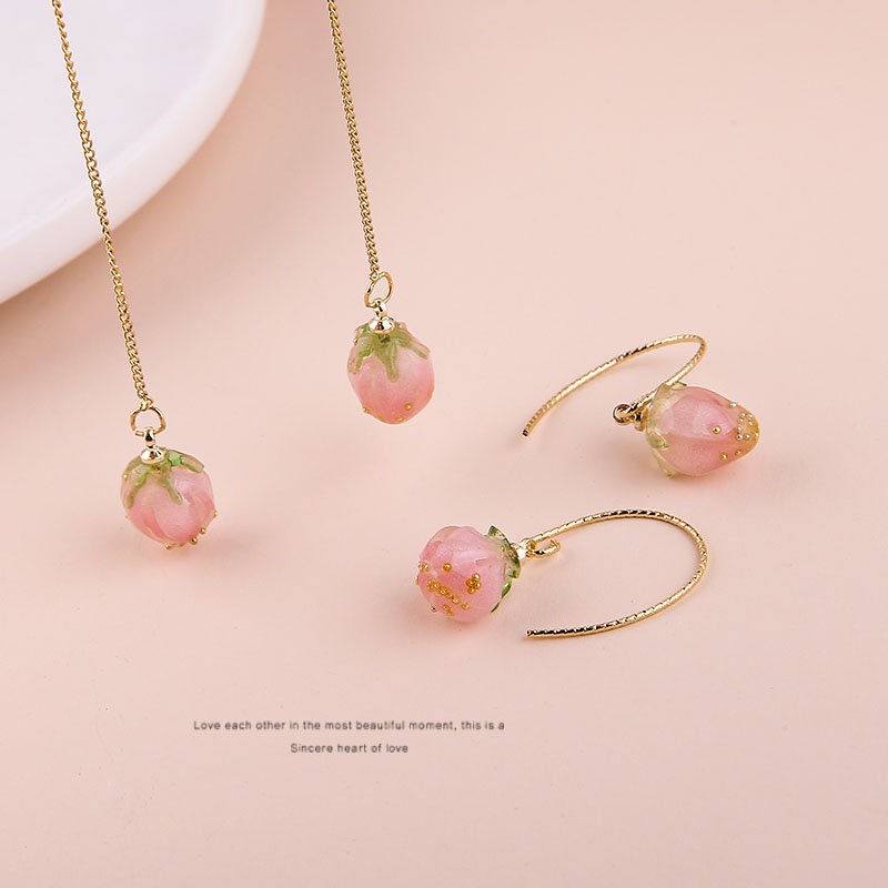 4PCS Pink Strawberry Resin Charms Charm PendantCircle | Etsy