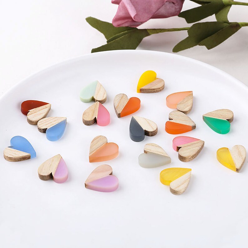 10pcs Wood& Resin Cabochon Wooden Plastic Cabochon Flat - Etsy
