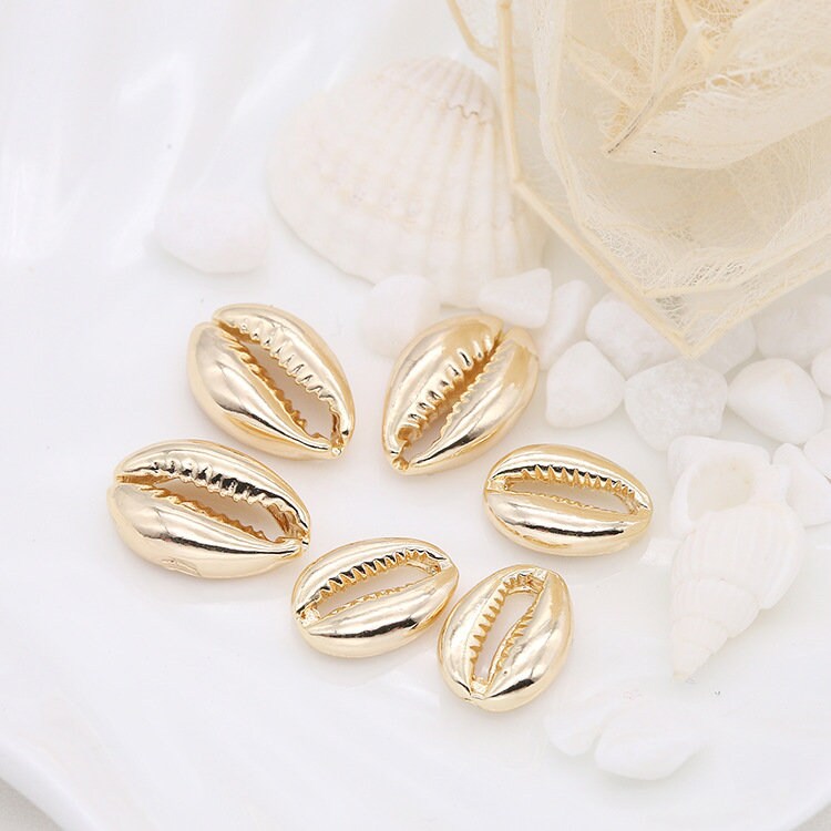 10pcs 14K Real Gold Plated Shell Charmsgolden Charm - Etsy