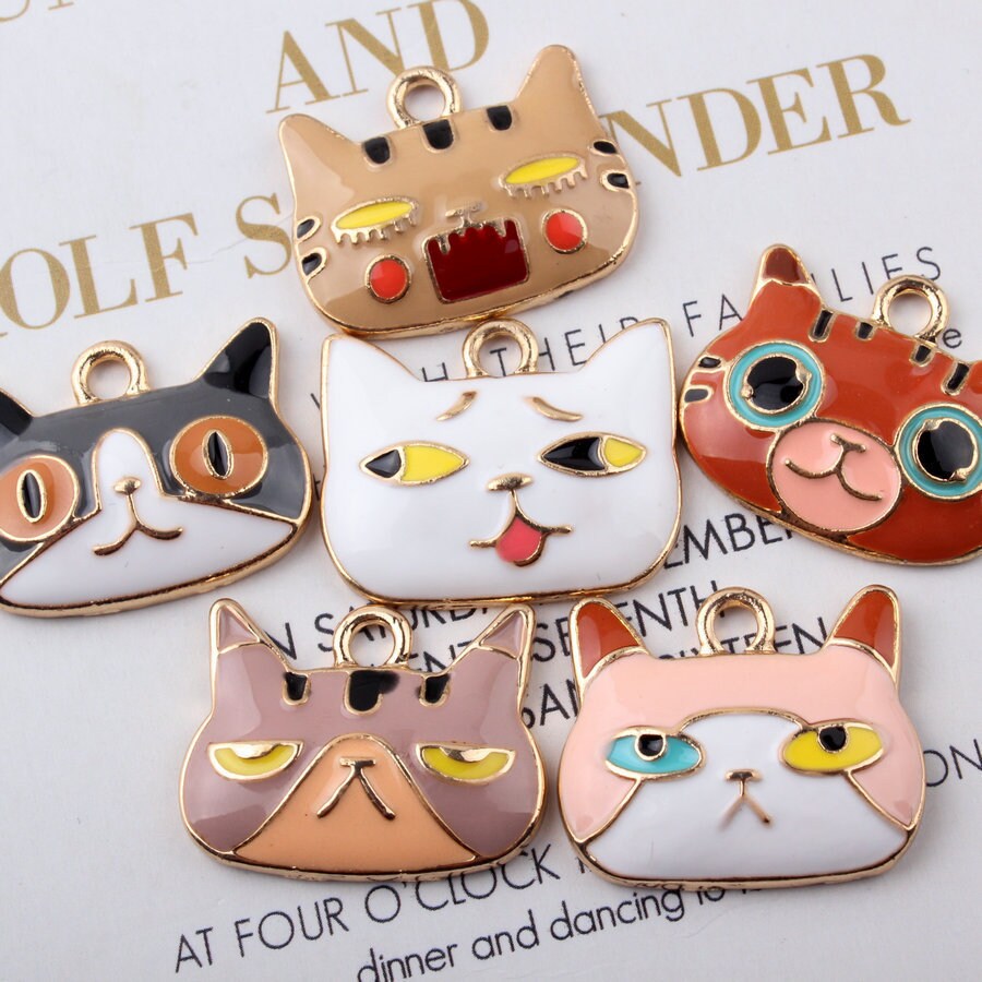 10PCS Cat Enamel Charms Alloy Charm Pendant Tiny Charm | Etsy