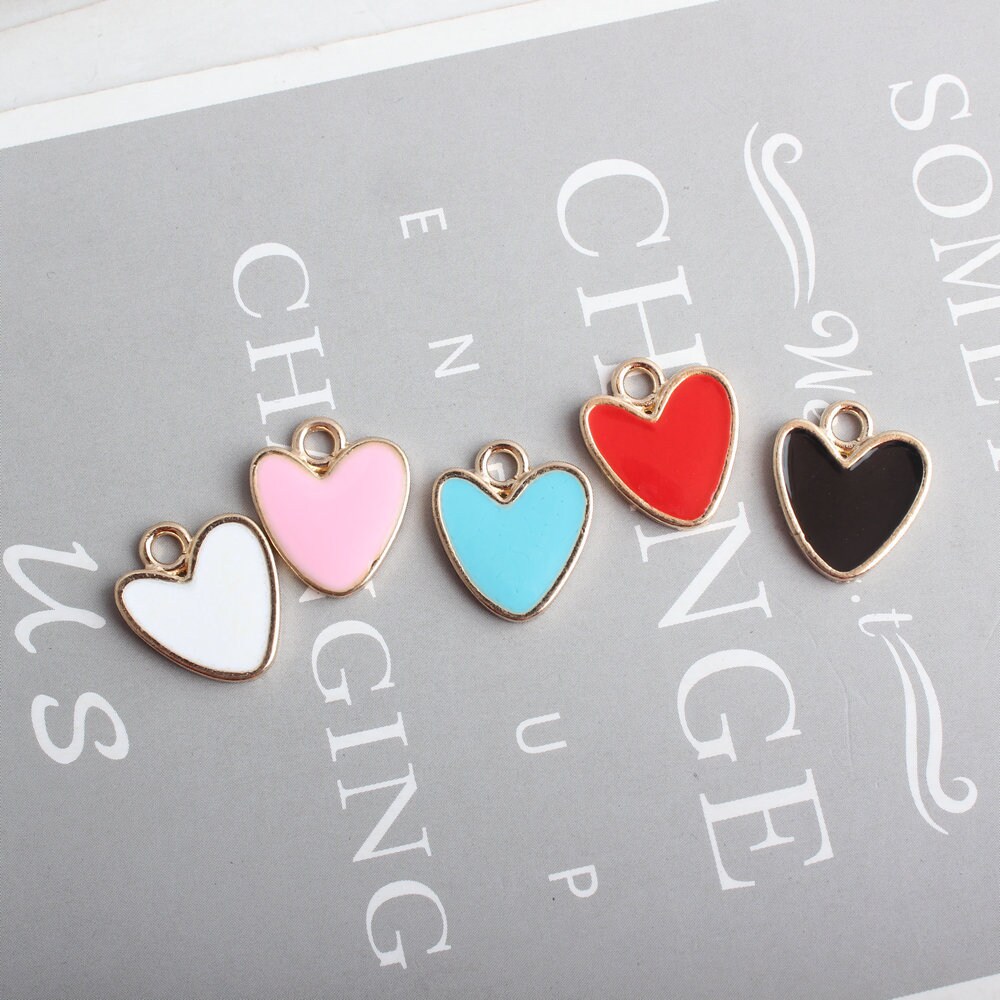 10PCS Enamel Heart Charms Alloy Charm Pendant Tiny Charms | Etsy