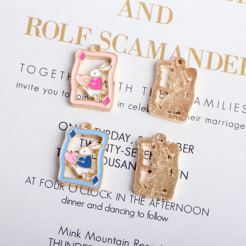 10PCS Enamel Rabbit Charms Alloy Charm Pendant Earring - Etsy