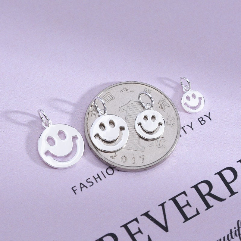 2PCS 925 Sterling Silver Charms Silver Smiling Charm Pendant | Etsy