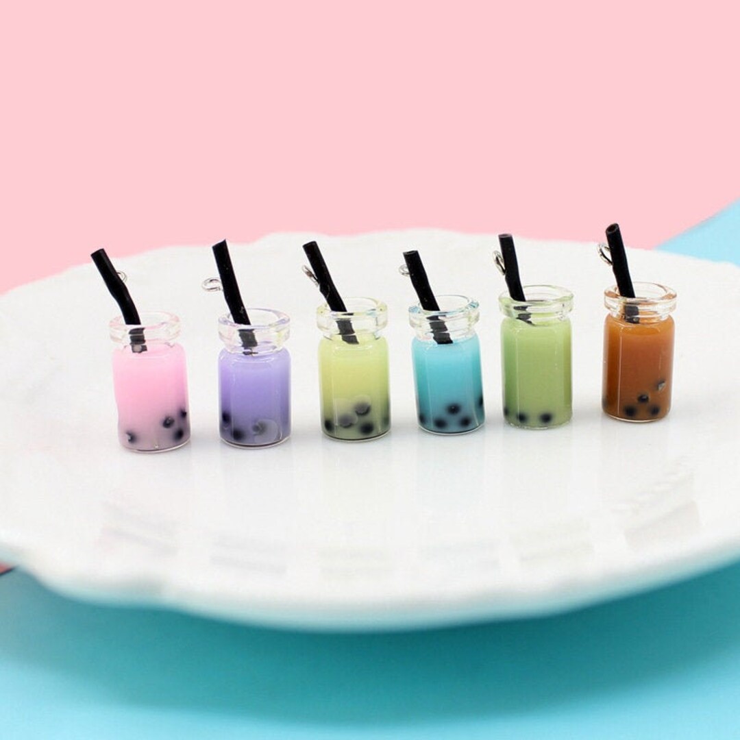 10pcs Milk Tea Charms,glass Charms,bubble Tea Cup Charms,drinking ...