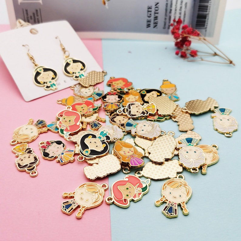 10PCS Princess Enamel Charms Alloy Charm Pendant Tiny Charm - Etsy