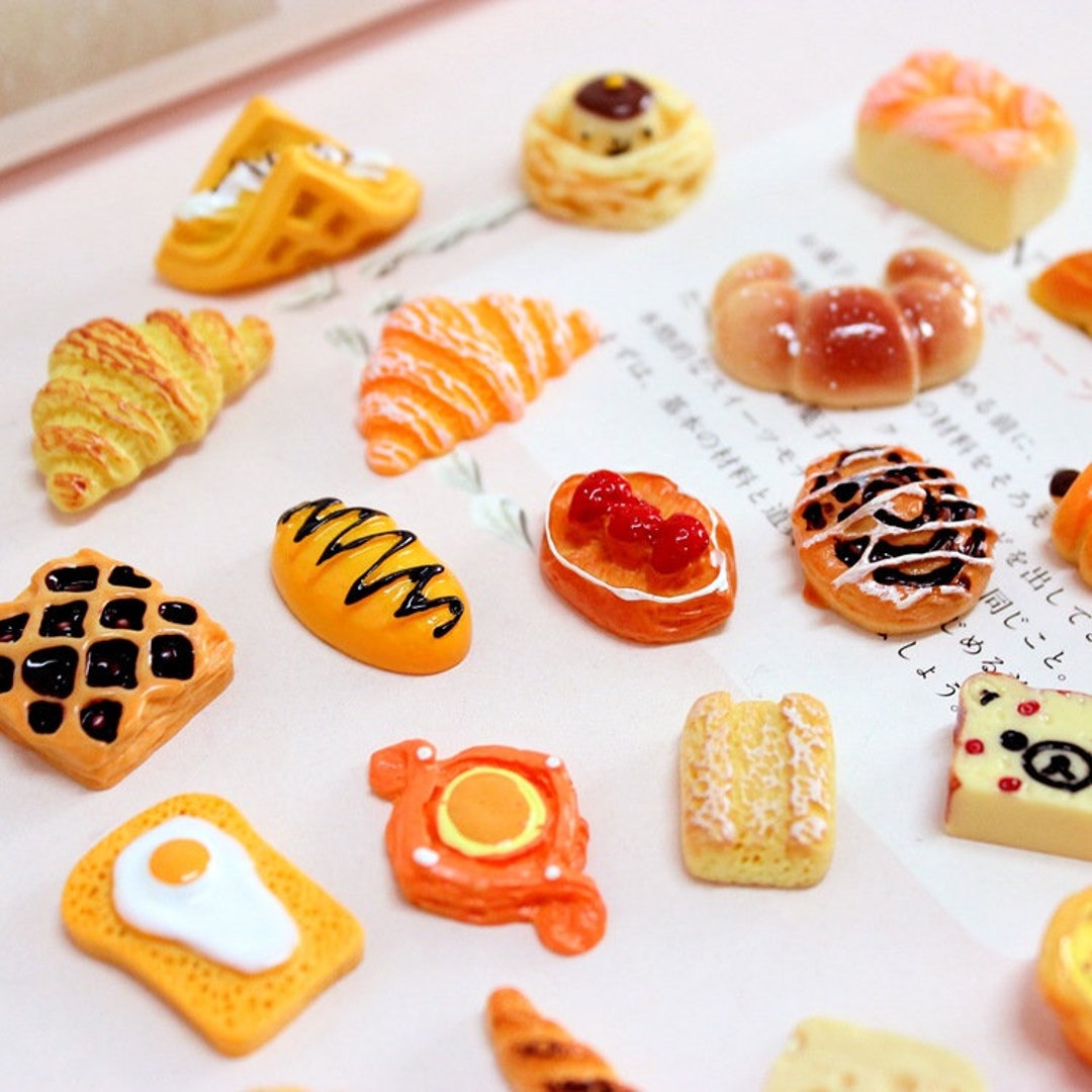 10/20/50pcs Toast Baguette Croissant Cabochon Embellishments Cabs Decor ...