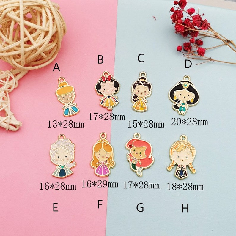 10PCS Princess Enamel Charms Alloy Charm Pendant Tiny Charm - Etsy