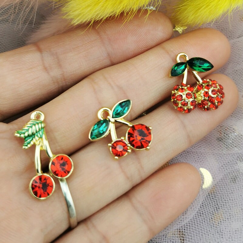 10PCS Cherry Charms Enamel Charm Pendant Earring Charms | Etsy