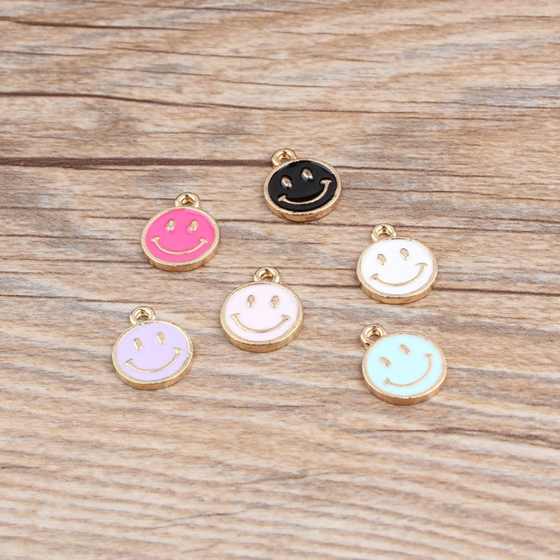 10PCS Enamel Smiling Face Charms Alloy Charm Pendant Tiny | Etsy