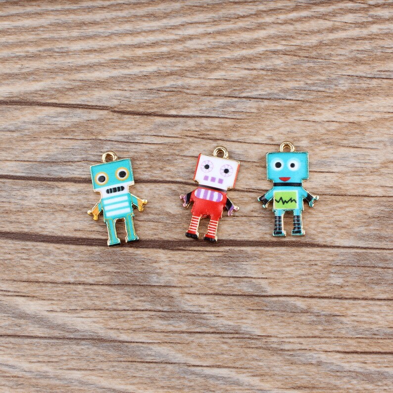 10PCS Enamel Robot Charms Alloy Charm Pendant Tiny Charm - Etsy